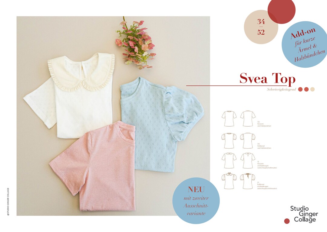 Svea Top 34 52 ADD-ON Sewing Pattern and Instructions - Etsy