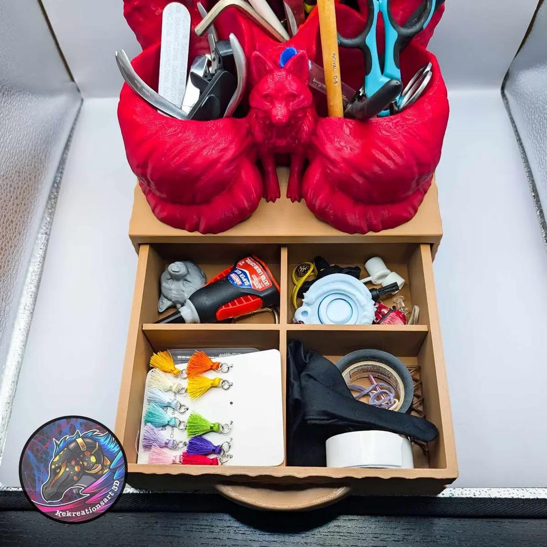 Kitsune Desk Organizer - Fox-themed Desk Storage, Cute Stationery ...