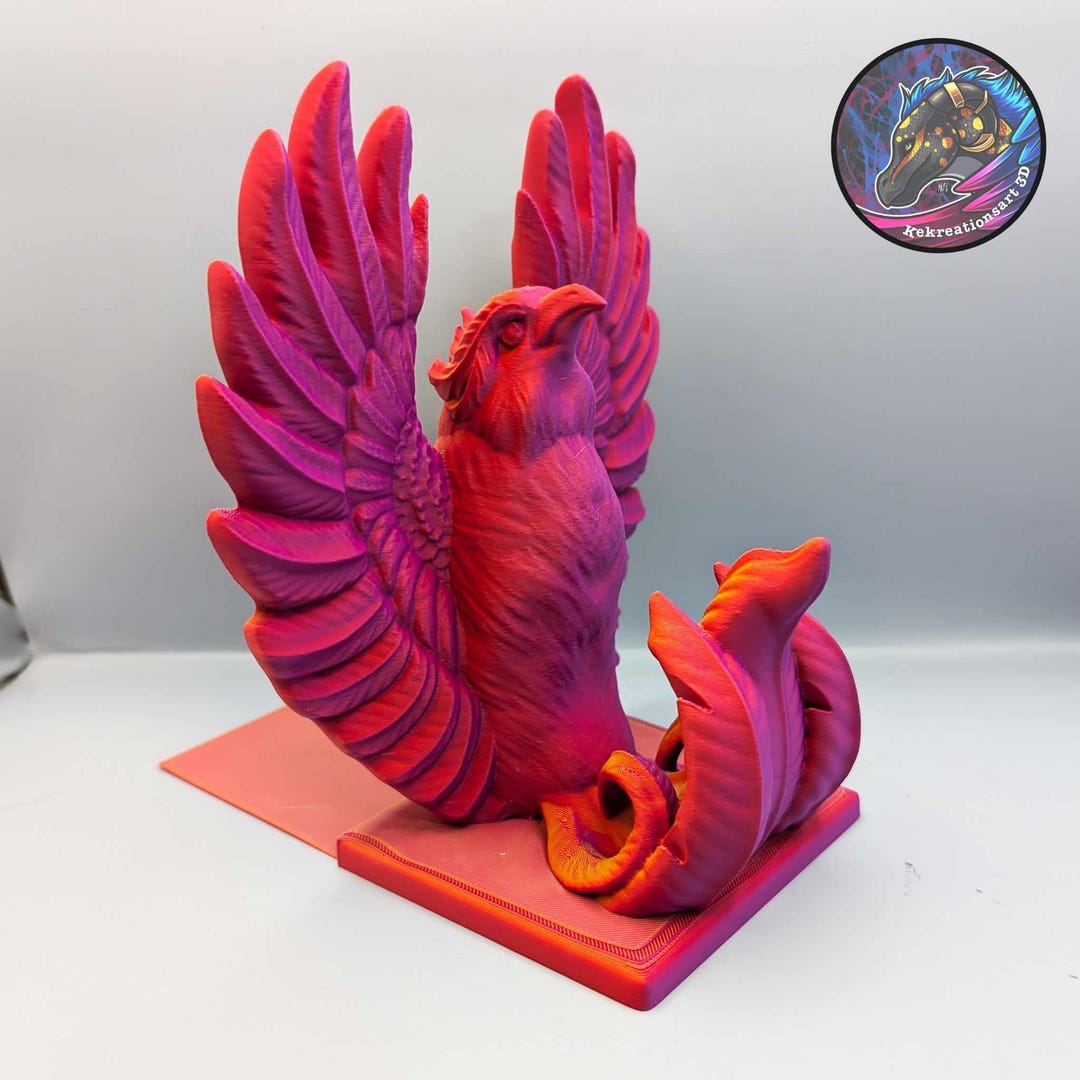 Phoenix Bookend 3D Printed - Unique Book Holder, Mythical Decor ...
