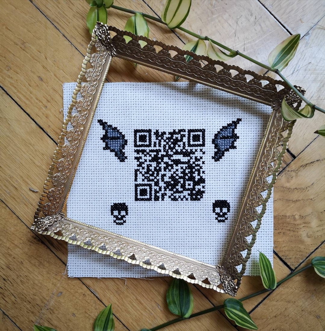 Personalised Embroidered Qr-code With Decoration - Etsy