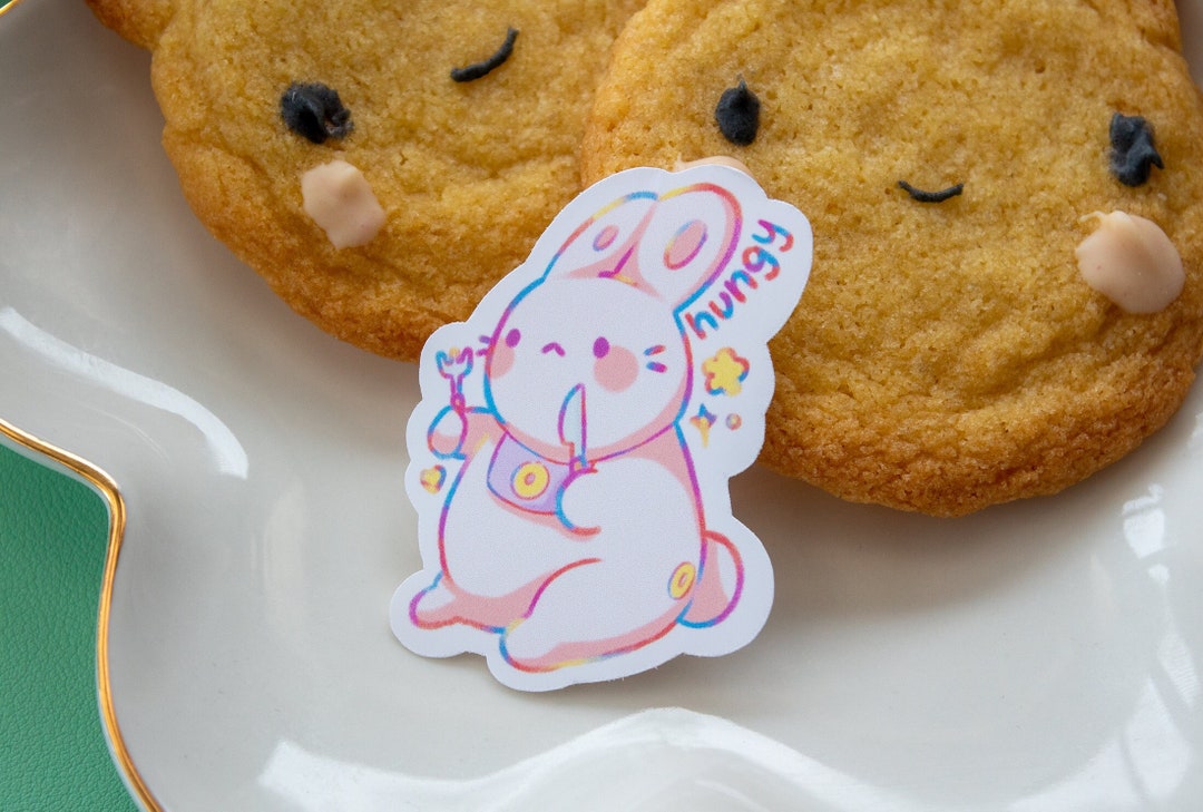 Hungy Cute Funny Vinyl Bunny Sticker Prank Waterproof Kawaii Rabbit ...