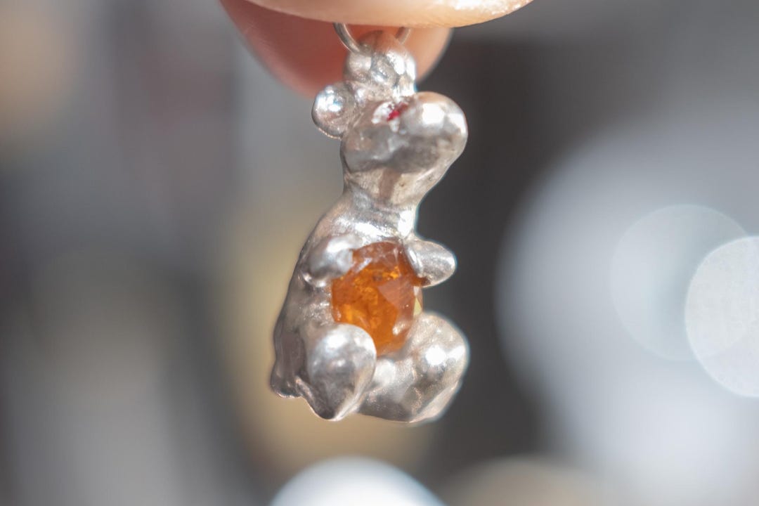Handmade Silver Rat Pendant With Orange Kyanite and Ruby - Etsy