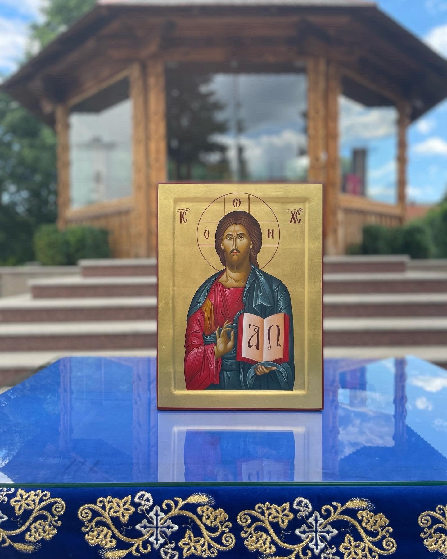 Handgemalte Ikone Christliche Malerei religiöses Geschenk Christus Jesus Christus 24k Gold ...