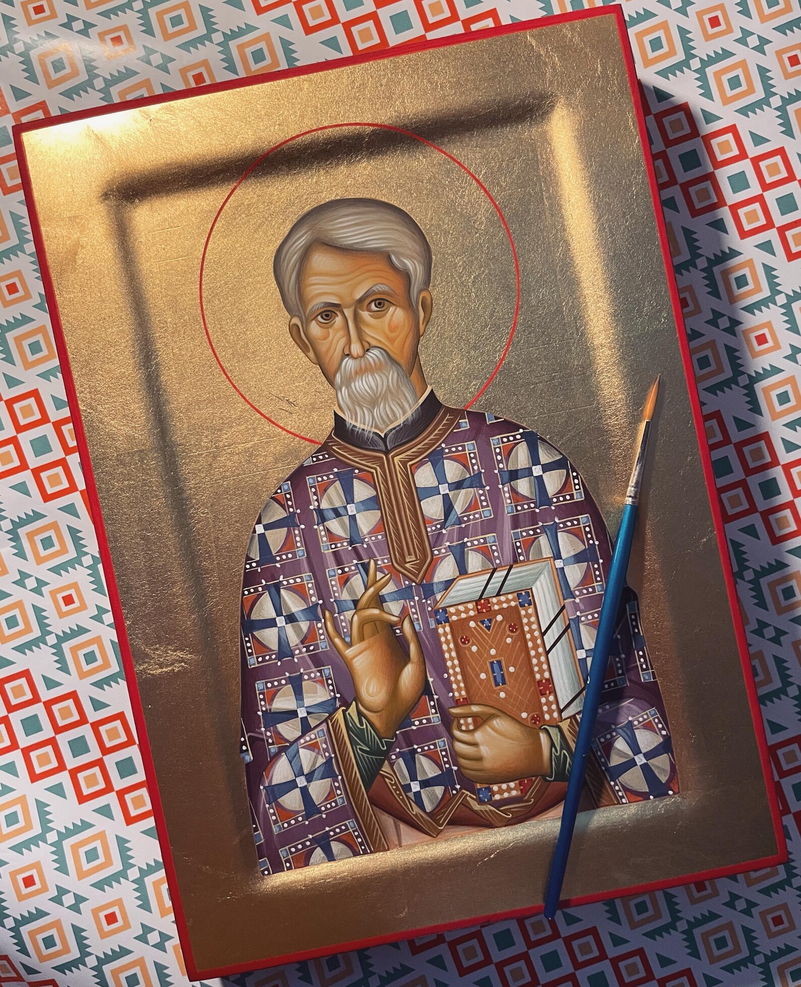 Icono pintado a mano del padre Dumitru Staniloae - Etsy México