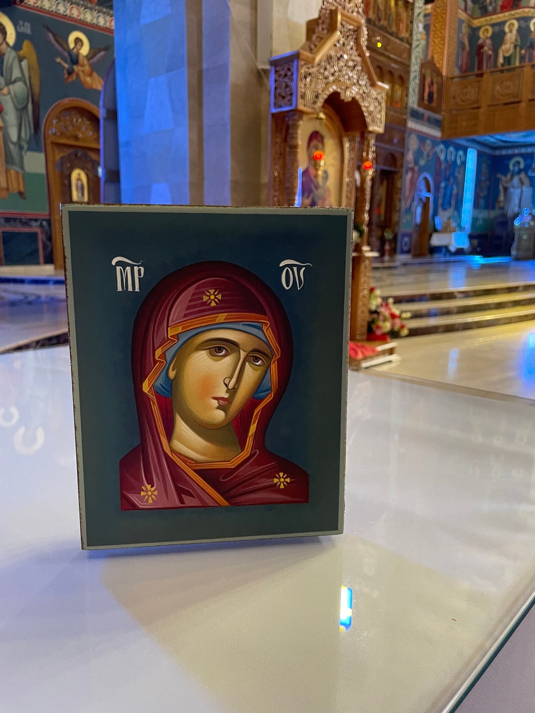 Hand Painted Icon of Theotokos - Religious Art - Etsy