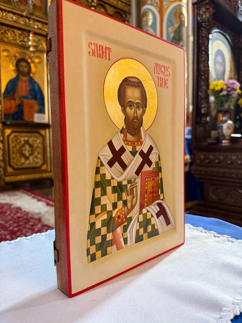 Hand Painted Saint Augustine Icon – Byzantine Orthodox Art, Christian ...