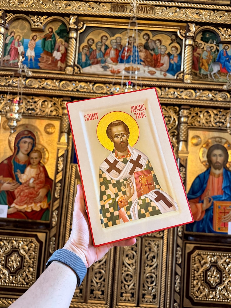 Hand Painted Saint Augustine Icon – Byzantine Orthodox Art, Christian ...