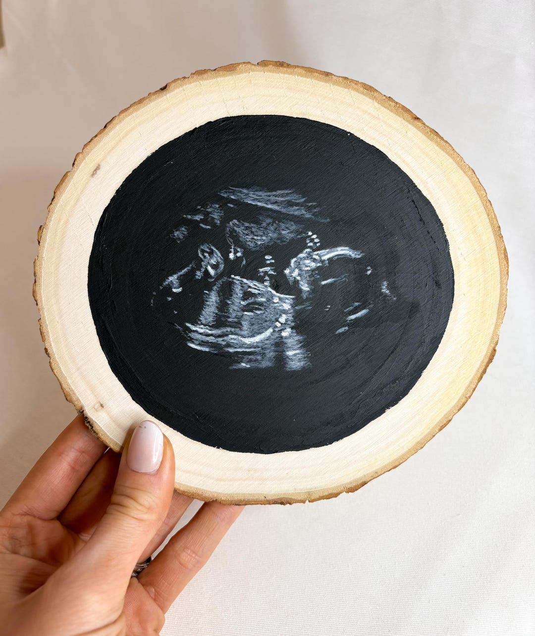 Custom Hand Painted Baby Scan Log Slice Keepsakes - Etsy