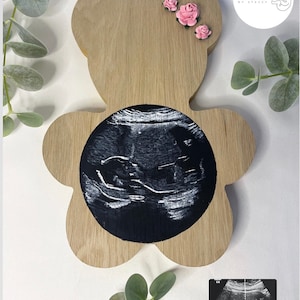 Hand Painted Baby Scan on an Oak Veneer Freestanding Bear Shape Custom ...
