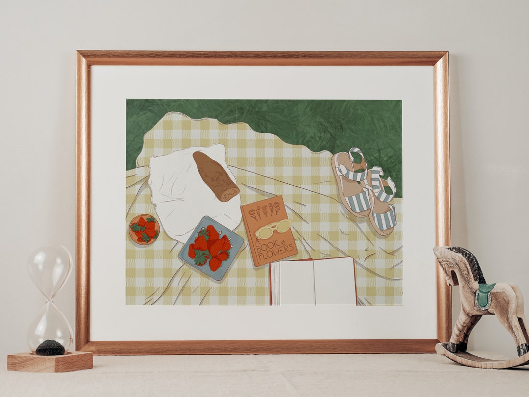 Summer Picnic Art Print, Hand Drawn Picnic Illustration, Beach ...