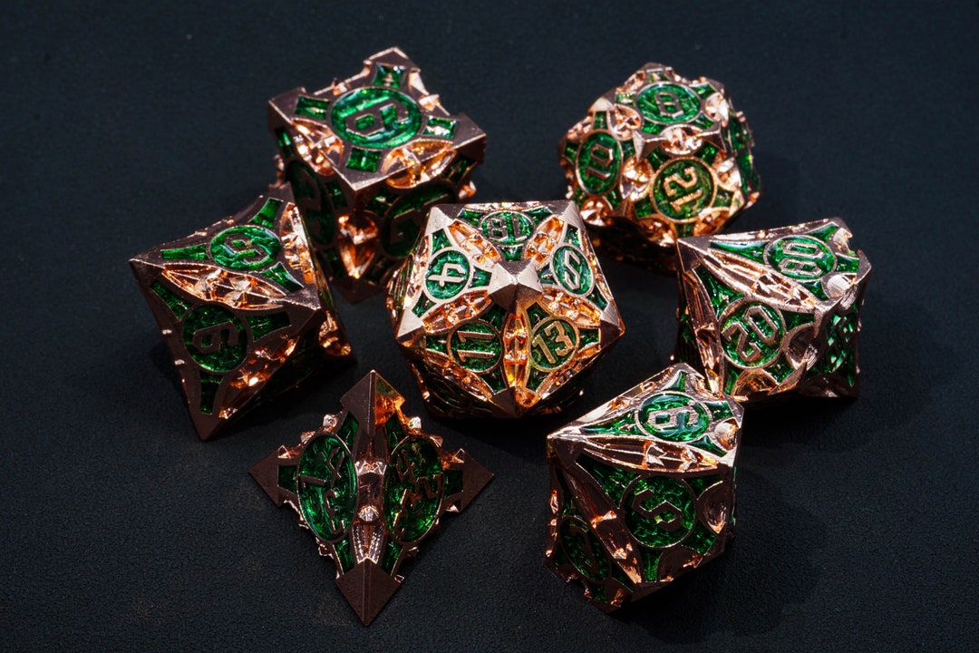 Bronze Metal Dice Set Dnd Dice Set Role Playing Games Sharp Edge Dice ...