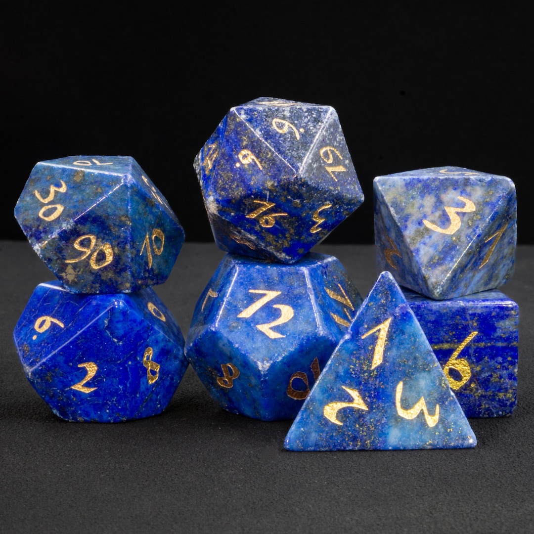 Full Set Natural Lapis Lazuli Dnd Dice Set for Role Playing Games ...