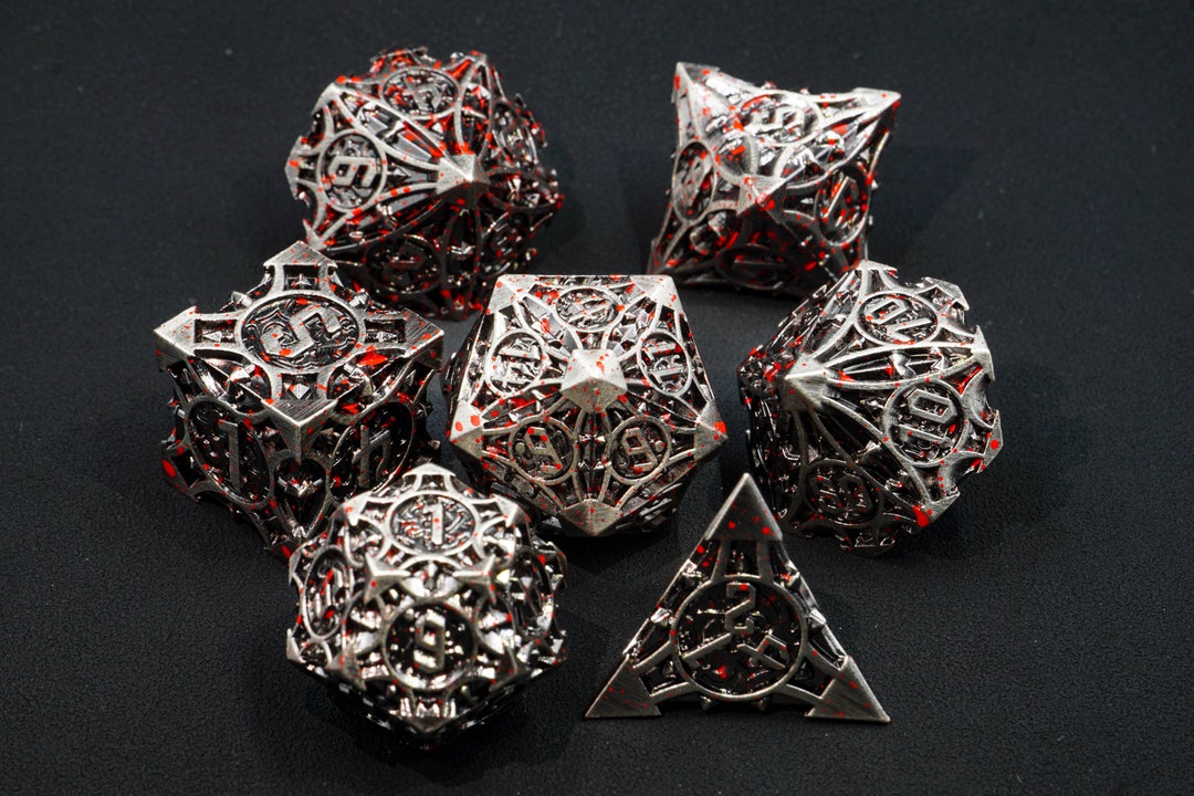 Bloodstained Metal Dnd Dice Set Metal Dice Set Role Playing Games Sharp ...
