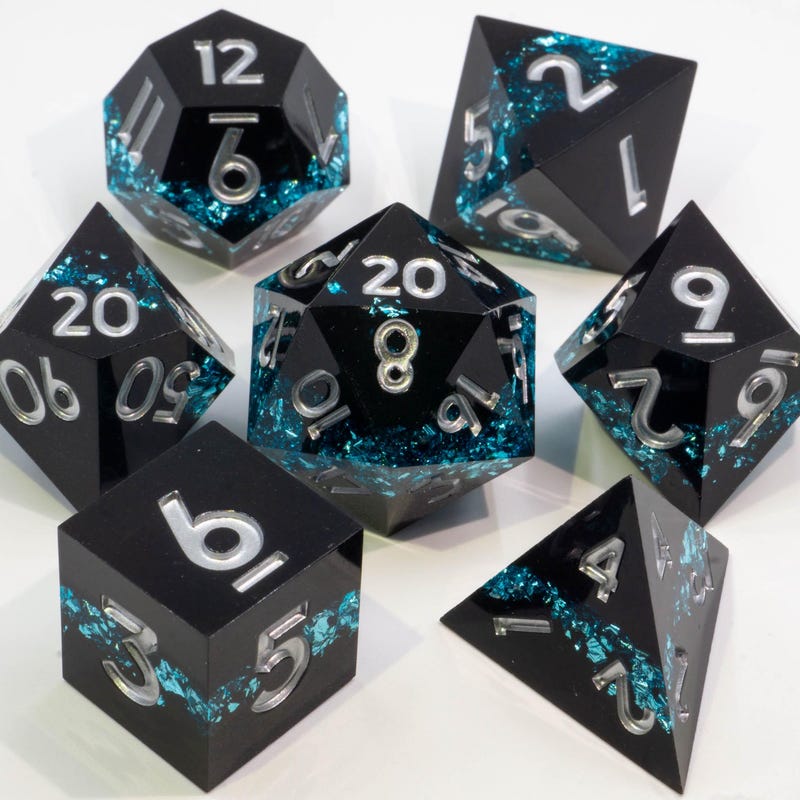 Black and Light Blue Dice - Etsy