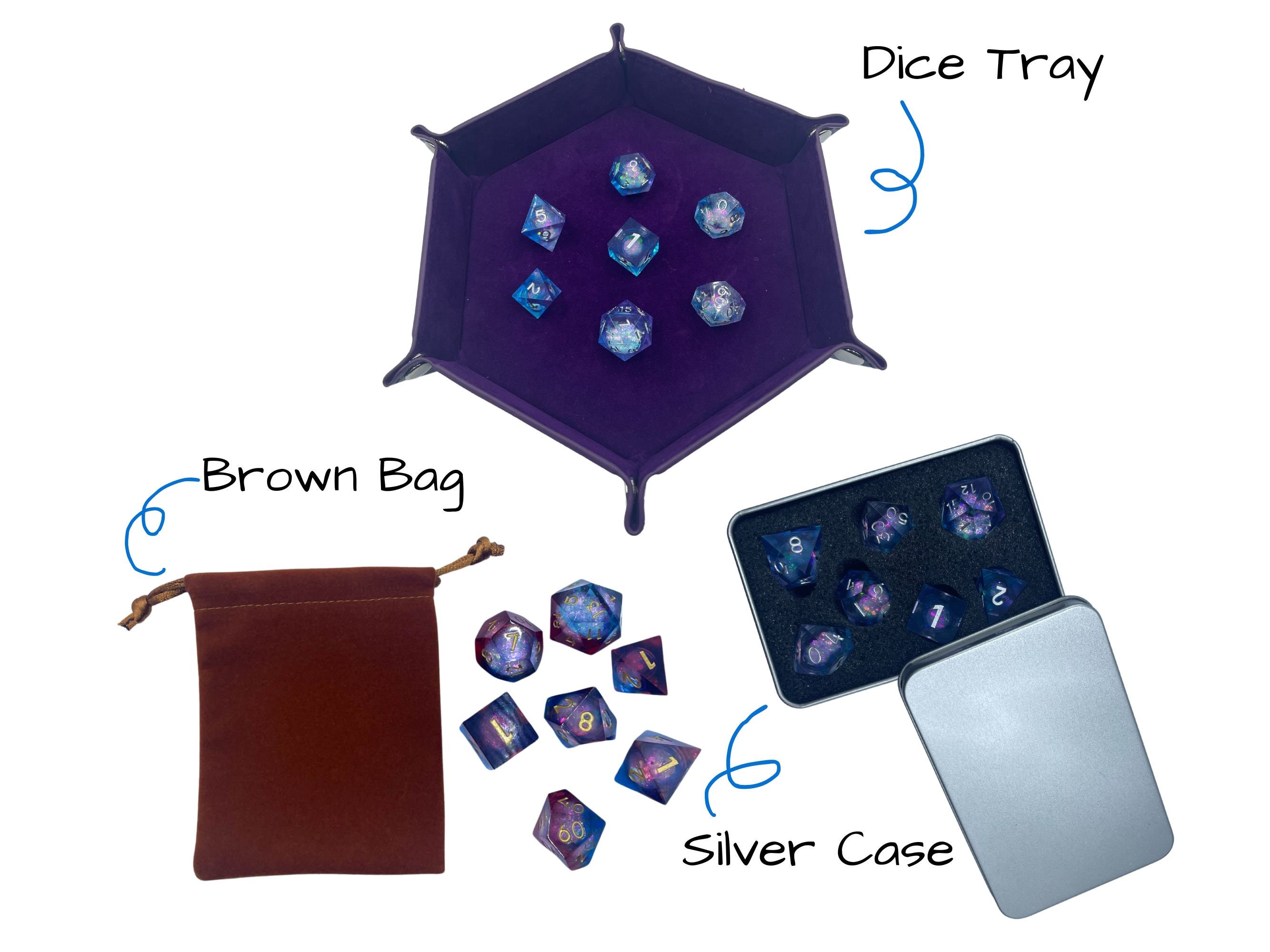 Red and Blue Dragon Eye DND Dice Set Liquid Core Dice Set Resin Dice ...