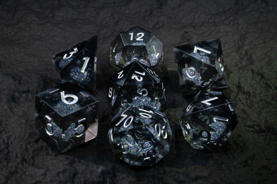 Black Liquid Core Dice Set for Role Playing Games DND Dice Set Resin ...