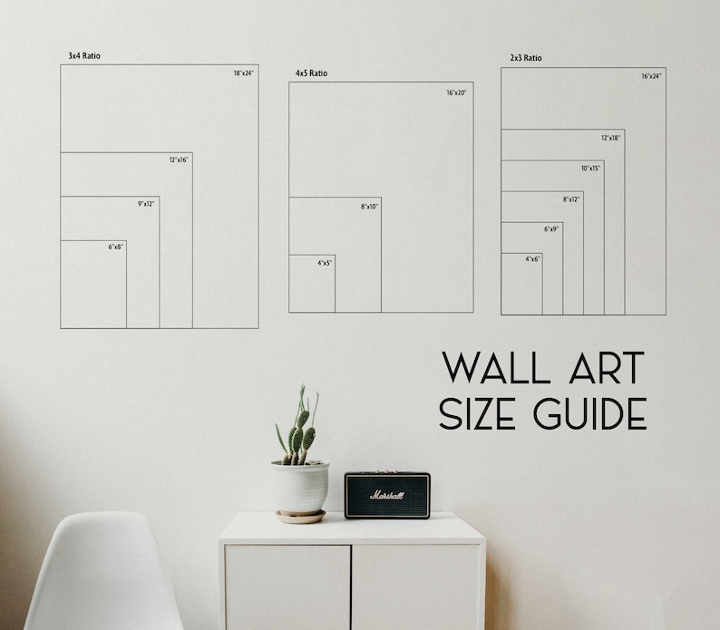 Neutral Size Guide Pngs for Wall Art and Printables, Including Most ...