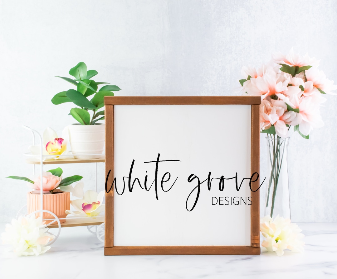 Wood Sign Mockup 12x12 Sign | Framed Wood Sign | Farmhouse Mockup ...