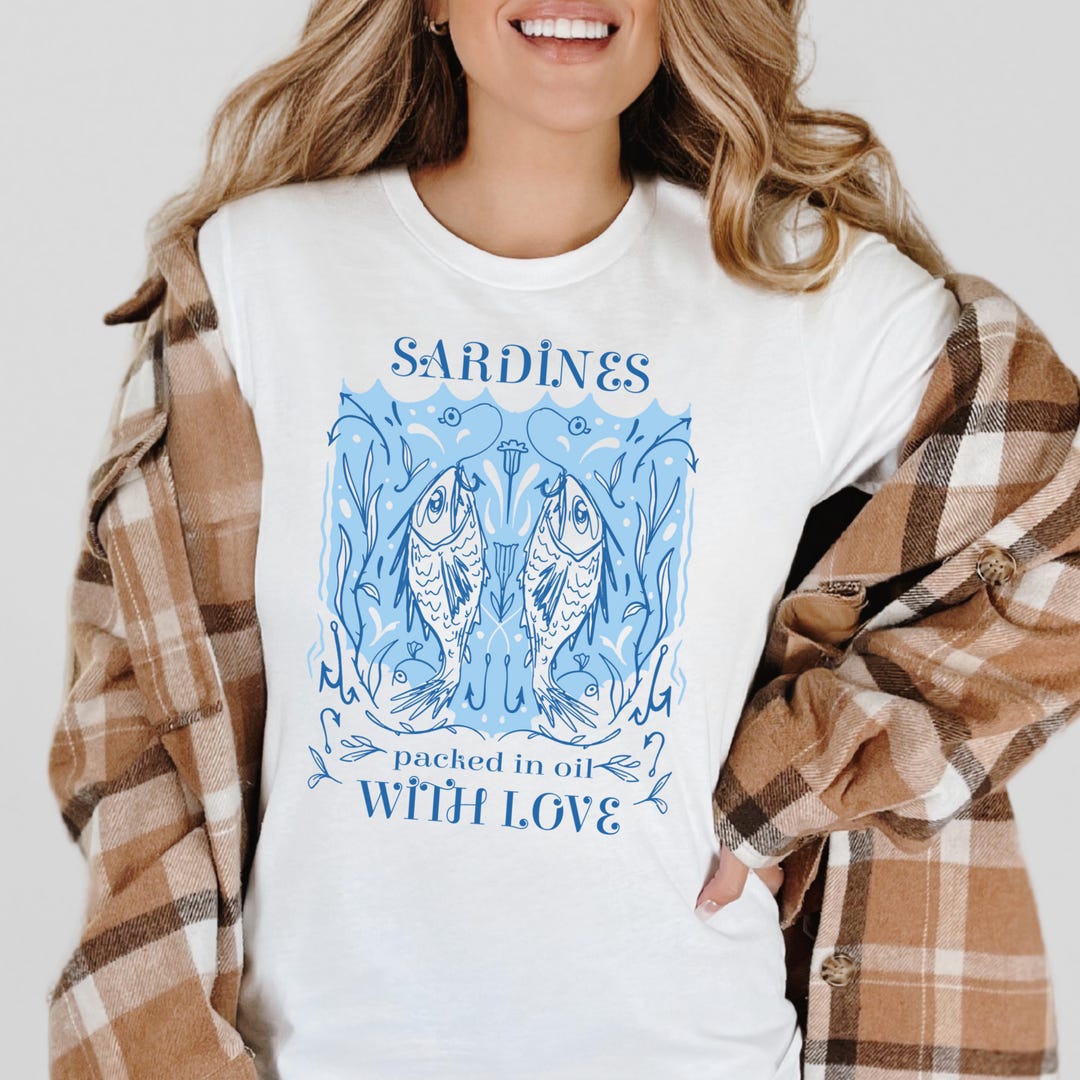 Sardines Art Print Sweatshirt Fisherman Tinned Fish Aesthetic Nautical ...
