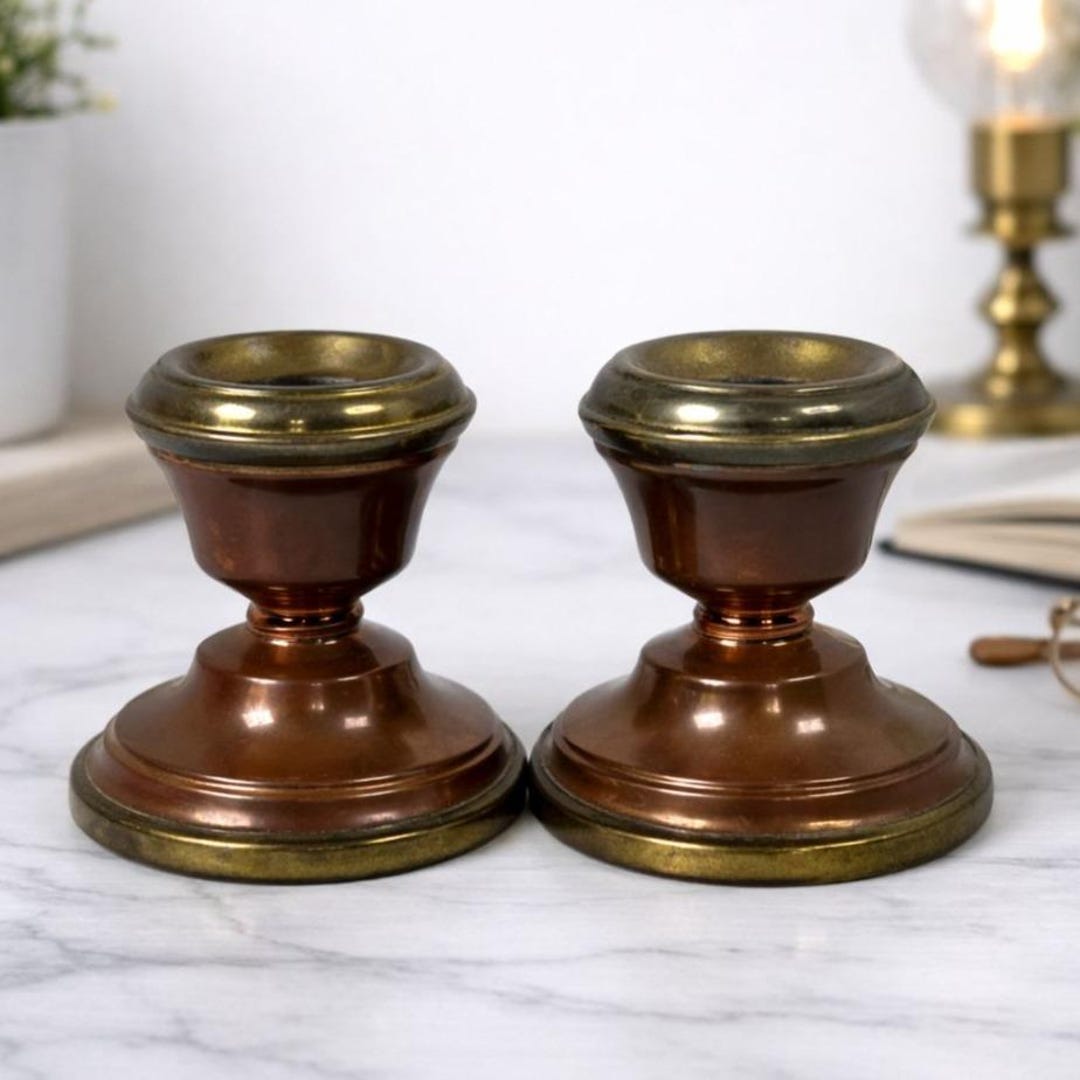 Vintage Brass & Copper Candle Holders 2.5