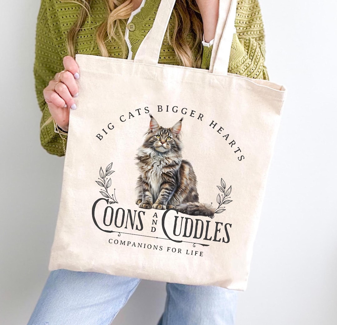 Maine Coon Cat Tote Bag Cotton Canvas Carryall Custom Cat Shopper Eco ...