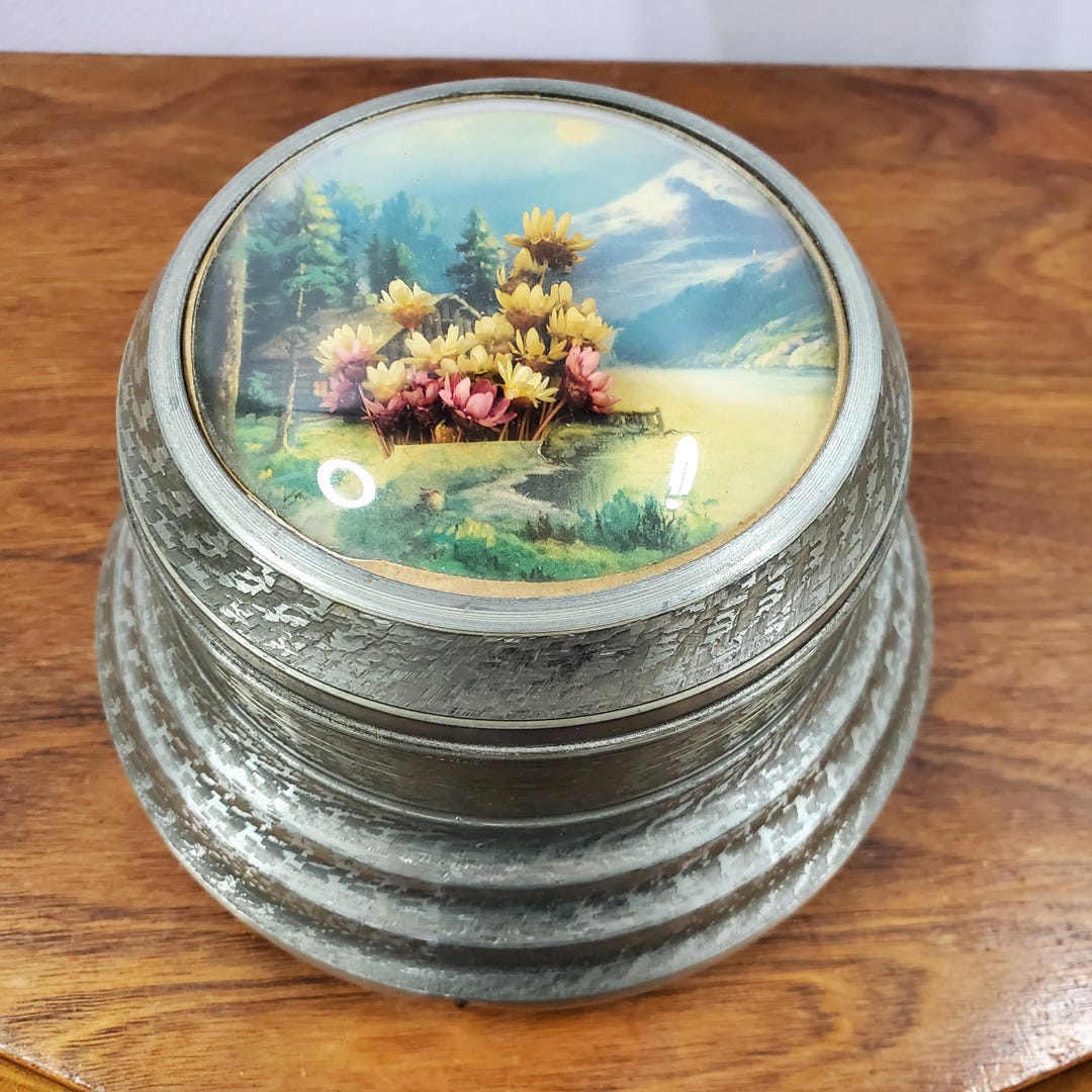VTG Mid Century Musical Powder Box by David Novelty Co Canada Scenic ...