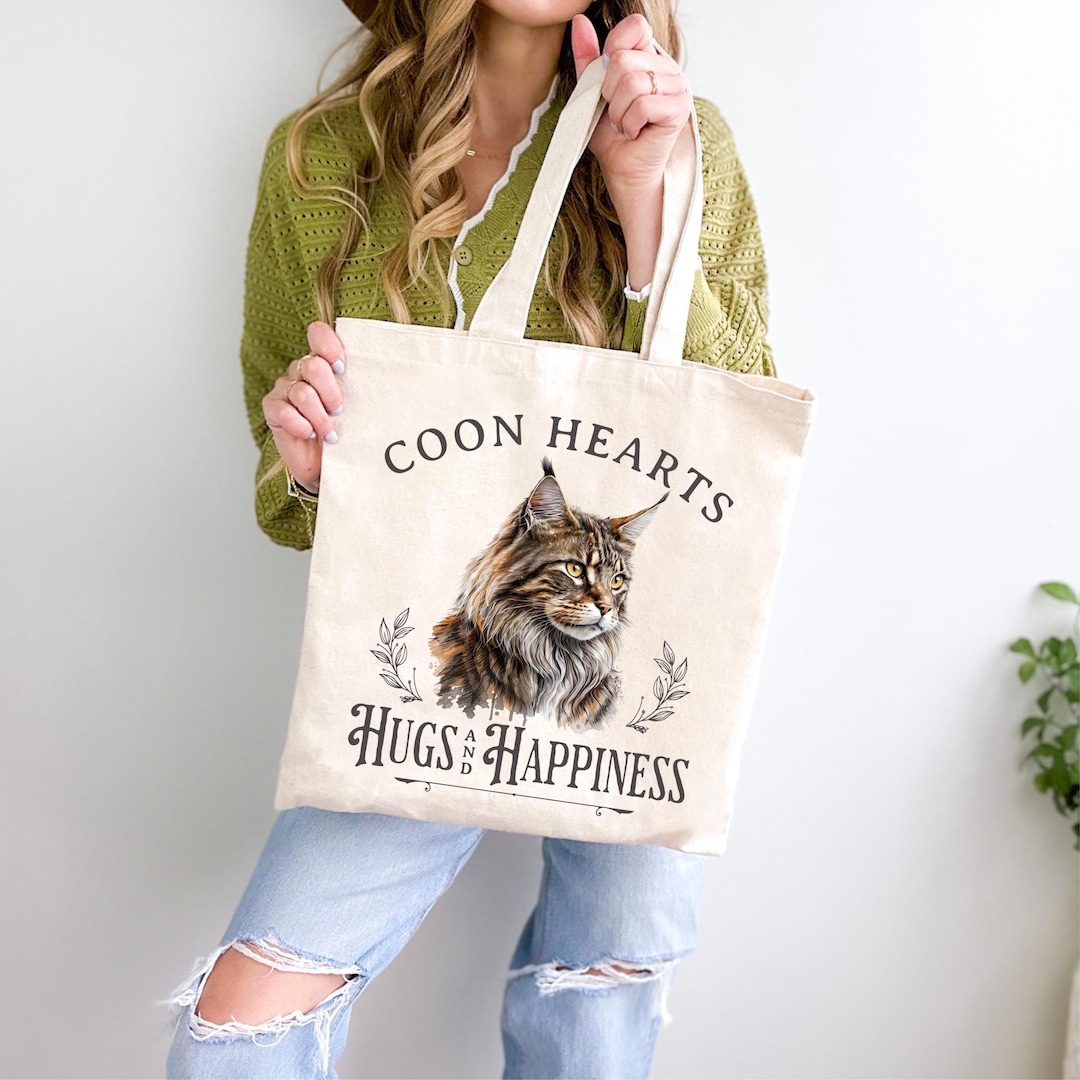 Maine Coon Cat Tote Bag Cotton Canvas Carryall Custom Cat Shopper Eco ...