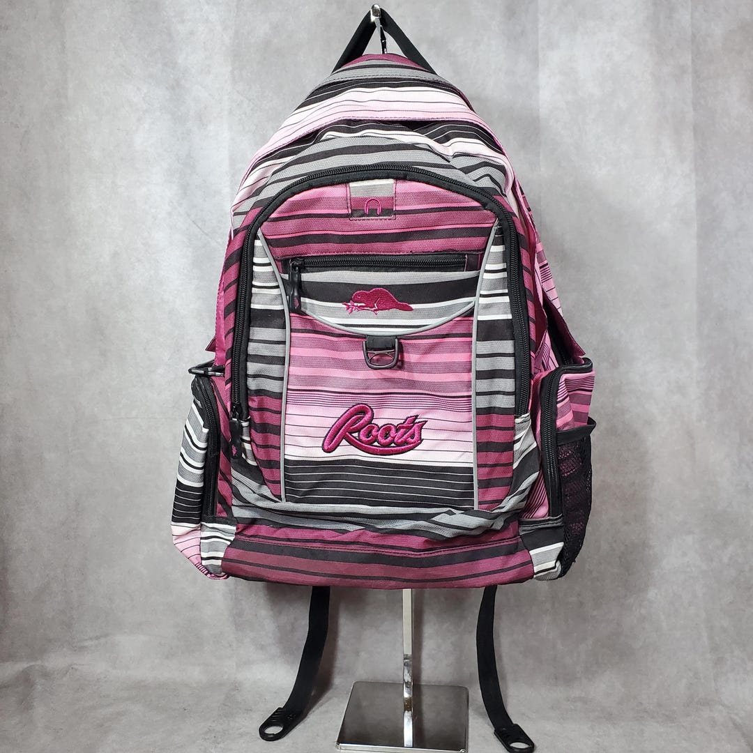 Y2K Roots Media Zone Ortho Zone Backpack Pink Stripe Laptop School Bag ...