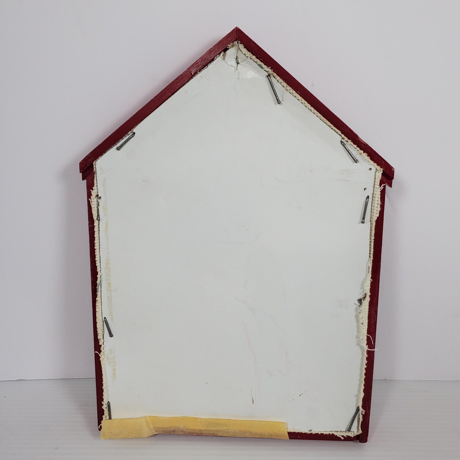 Vintage Santa Cross Stitch House Shadow Box Red Wood Trinket Tray ...