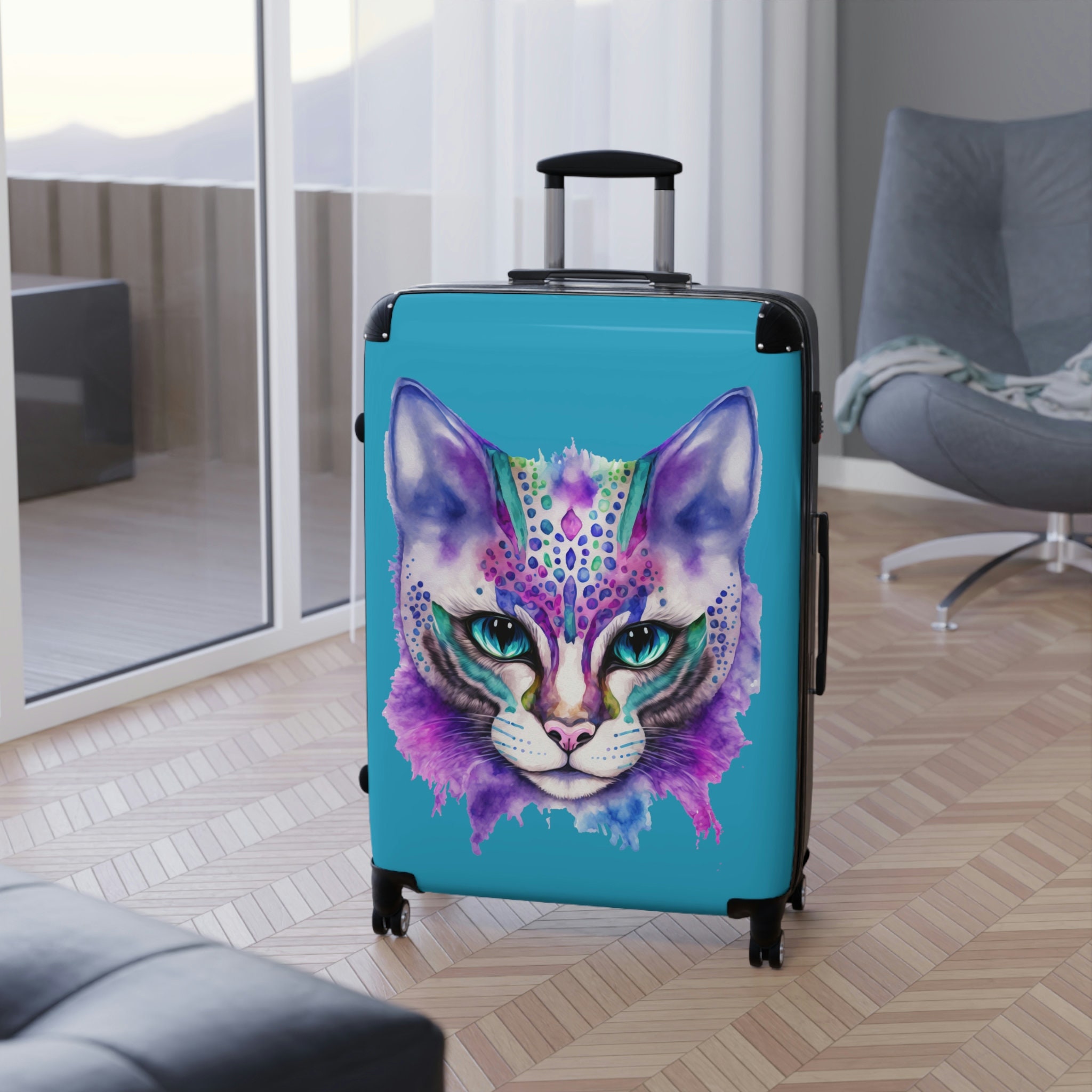 Cute Cat Suitcase for Cat Lovers Mardi Gras Party Cat Suitcase sold by ...