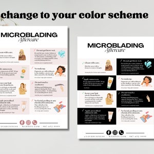 Editable Microblading Aftercare Card, DIY Microblading Instruction ...