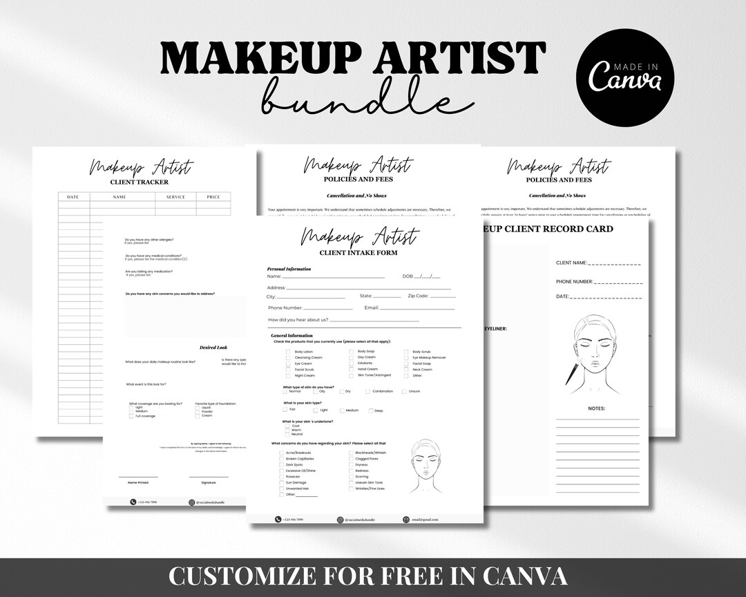 Makeup Artist Contract Editable Template, MUA Agreement, Makeup Service ...