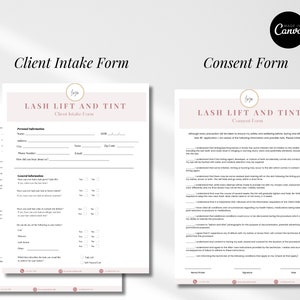 Lash Lift and Tint Client Intake and Consent Form | Editable Lash Lift ...