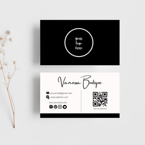 Qr Business Card, Canva Business Card, Black and White Business Card ...