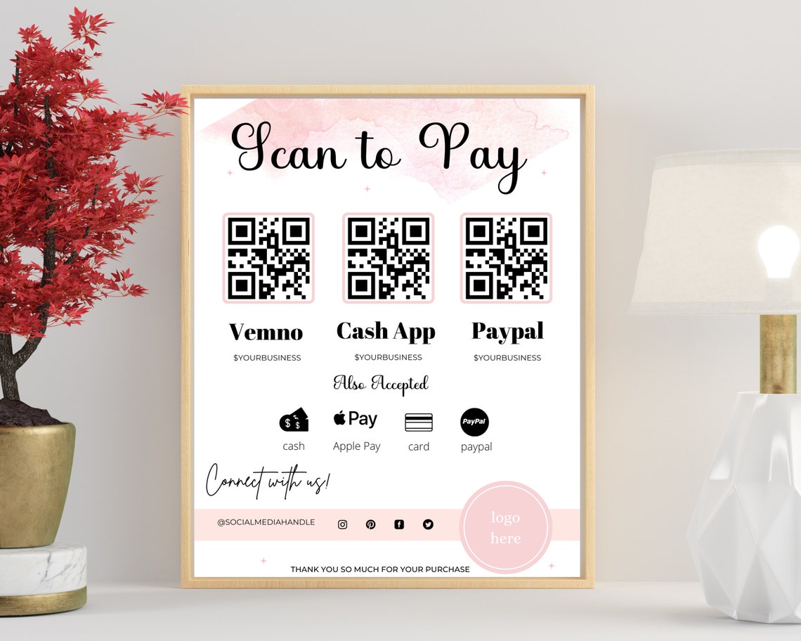 Scan to Pay TEMPLATE PAYMENT METHOD Sign Qr Code Template - Etsy