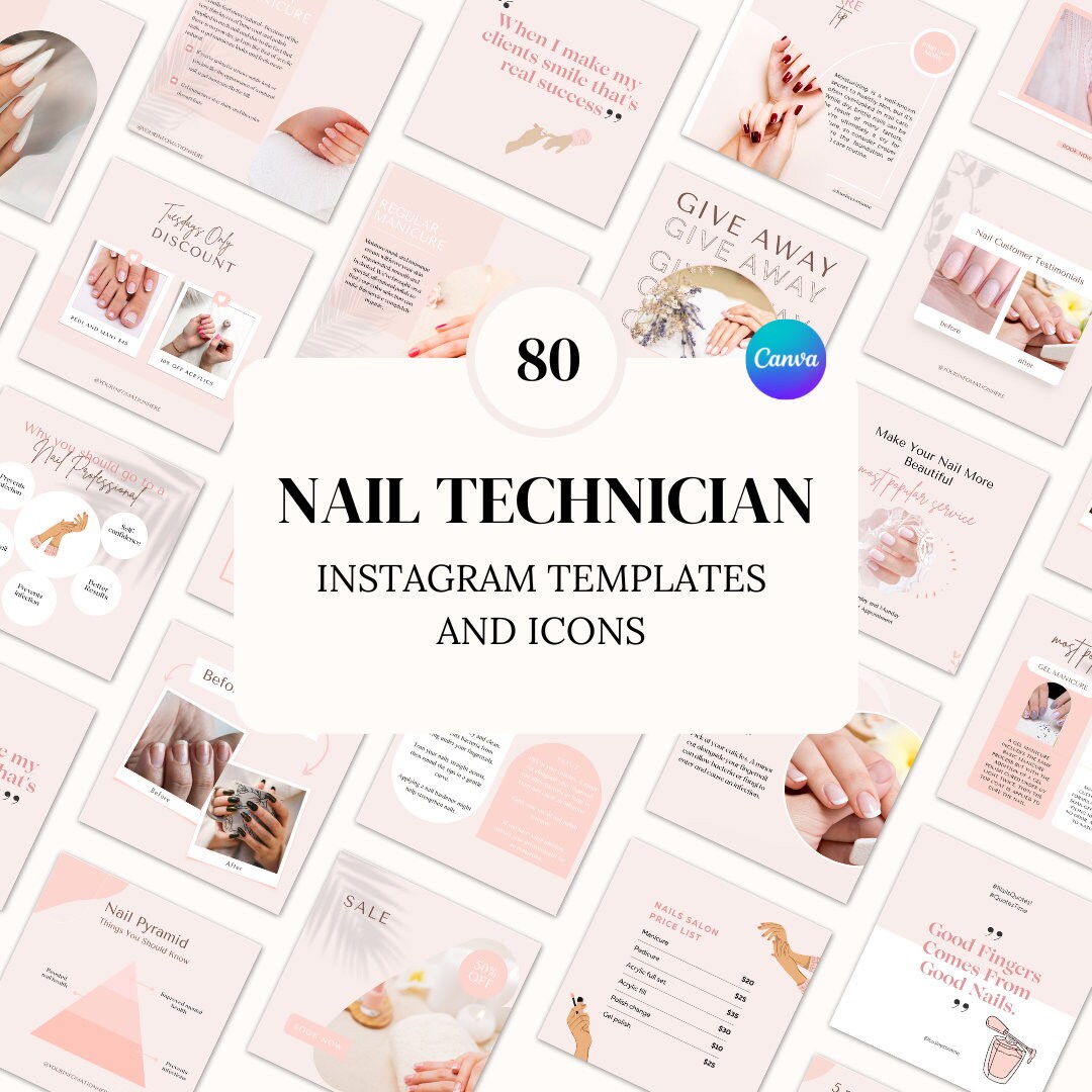 Pink Nail Tech Instagram Post Templates Nail Technician Instagram ...