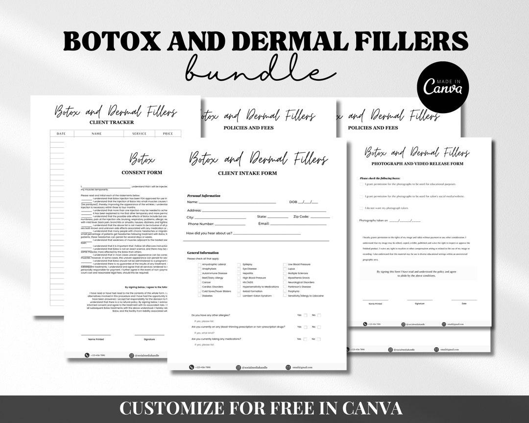 Dermal Filler Consent Forms, Botulinum Toxin Consent Form, Botox ...