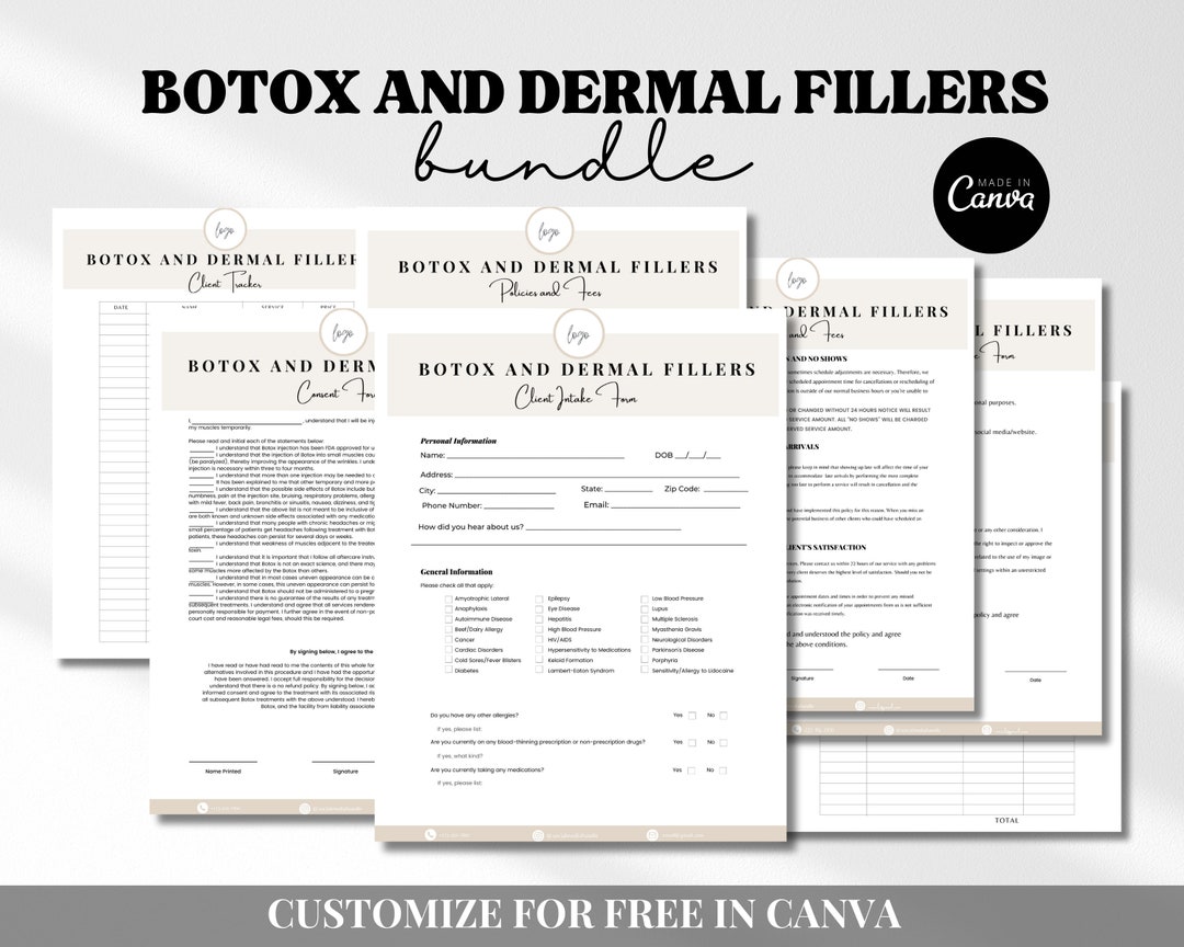 Dermal Filler Consent Forms, Botulinum Toxin Consent Form, Botox ...
