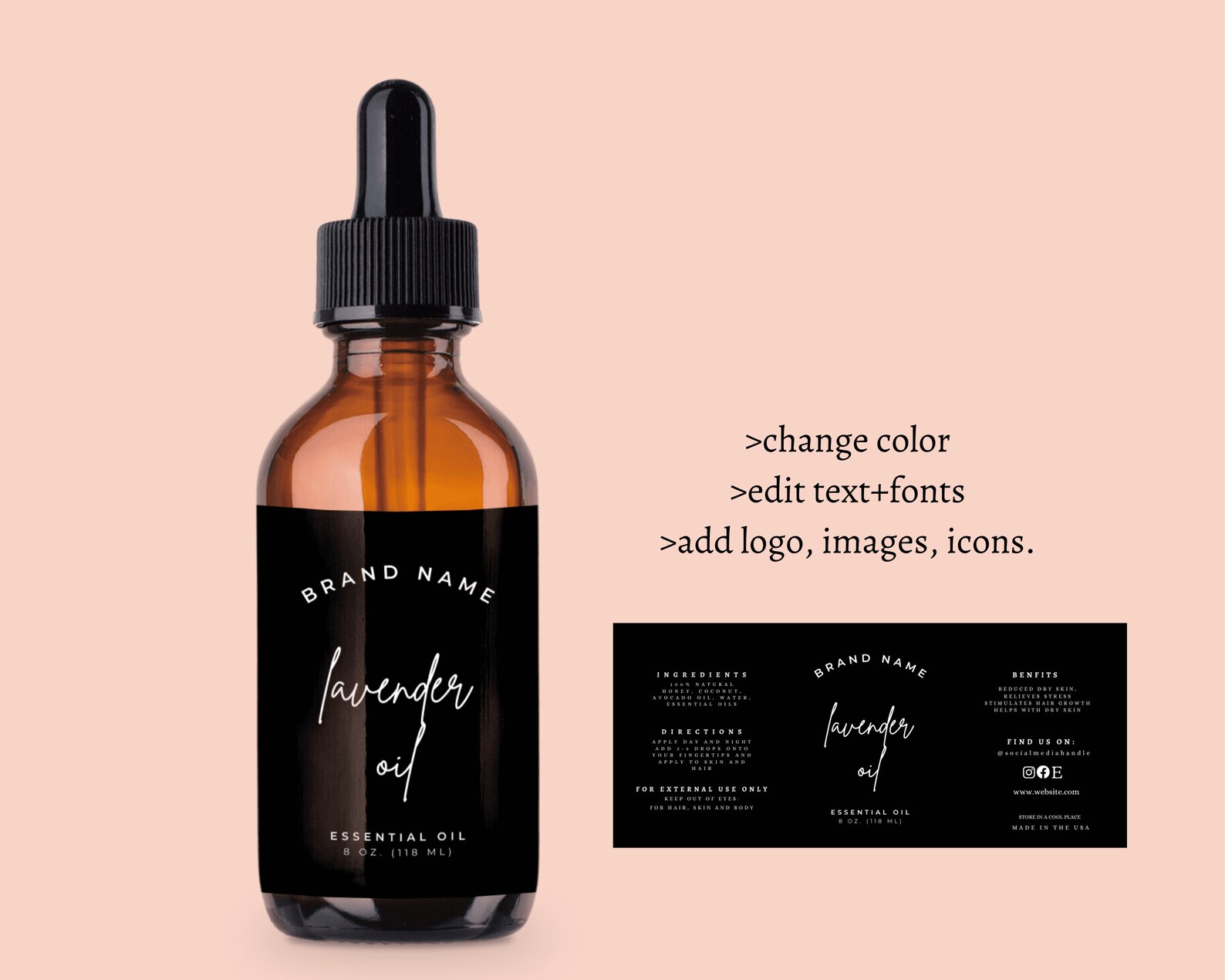 Editable Dropper Bottle Label DIY Bottle Label Custom - Etsy