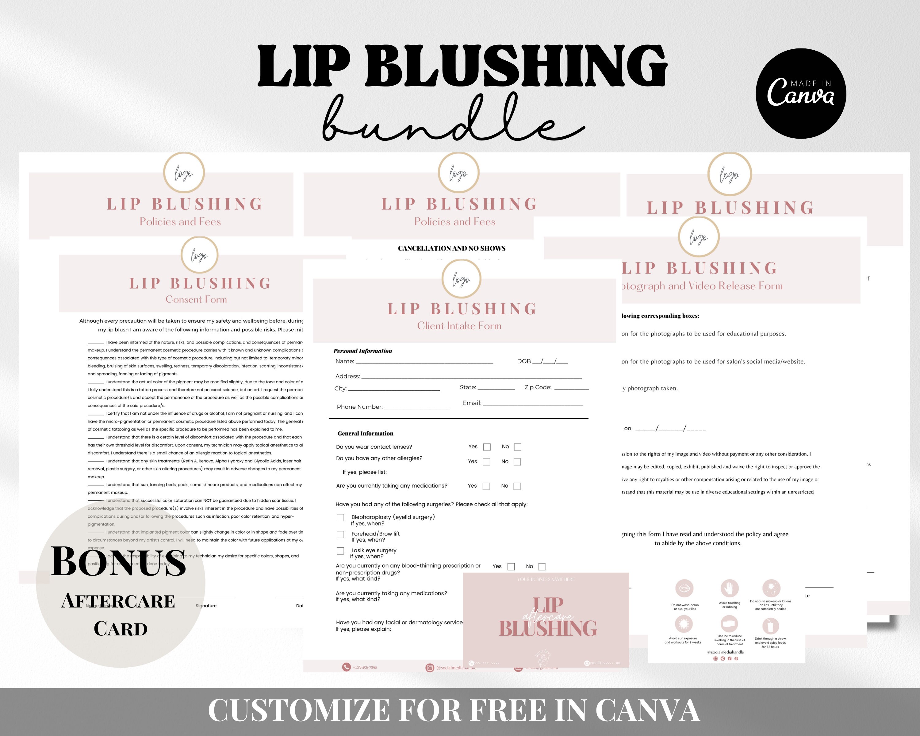 Lip Blushing Forms Editable Lip Blushing Consent Templates, Lip ...