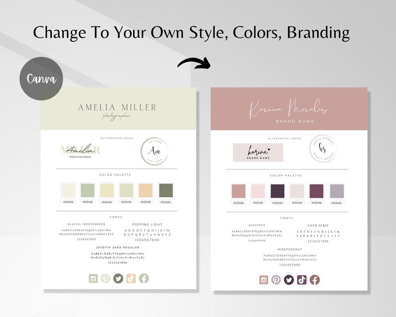 Brand Kit Template, Canva Branding Kit, Brand Board Template, Digital ...