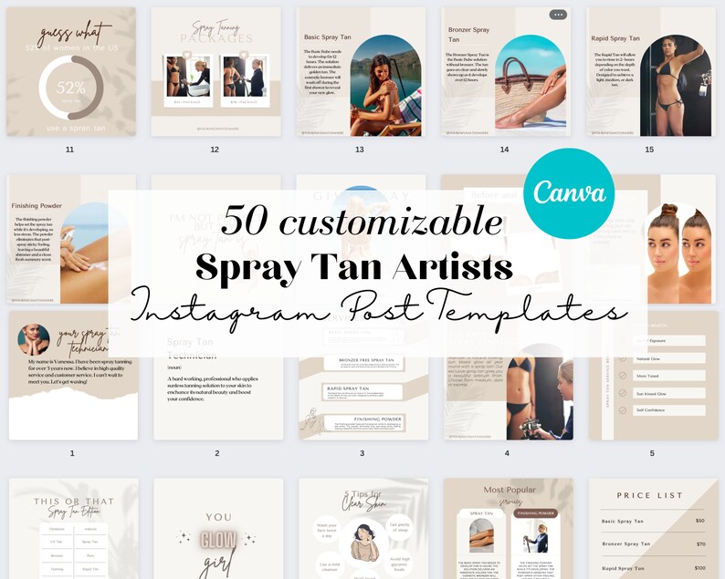 Spray Tan Instagram Templates Spray Tan Posts Airbrush - Etsy