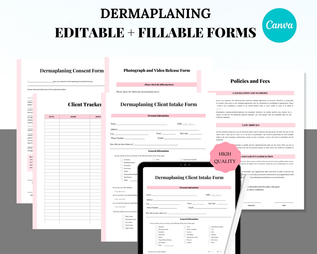 Dermaplaning Forms Dermaplaning Intake Formsdermaplaning - Etsy