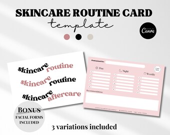 Skincare Routine Cards, Editable Esthetician Templates, Facial ...