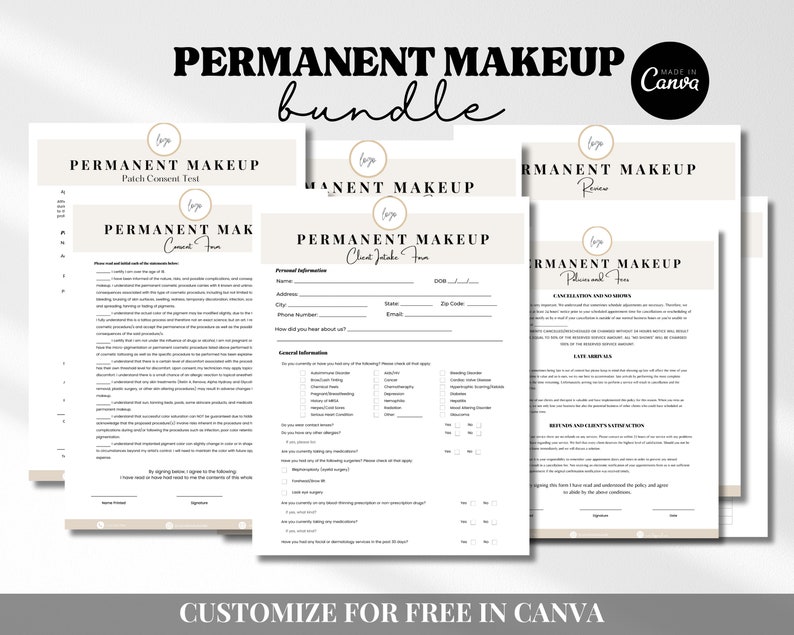Permanent Makeup Forms - Editable PMU Consent Forms, Micropigmentation ...
