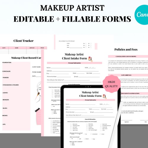 Makeup Artist Forms Client Intake Form Client Record Cards - Etsy Canada