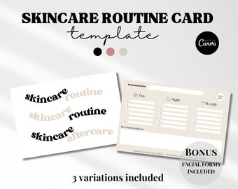 Skincare Routine Cards, Editable Esthetician Templates, Facial ...