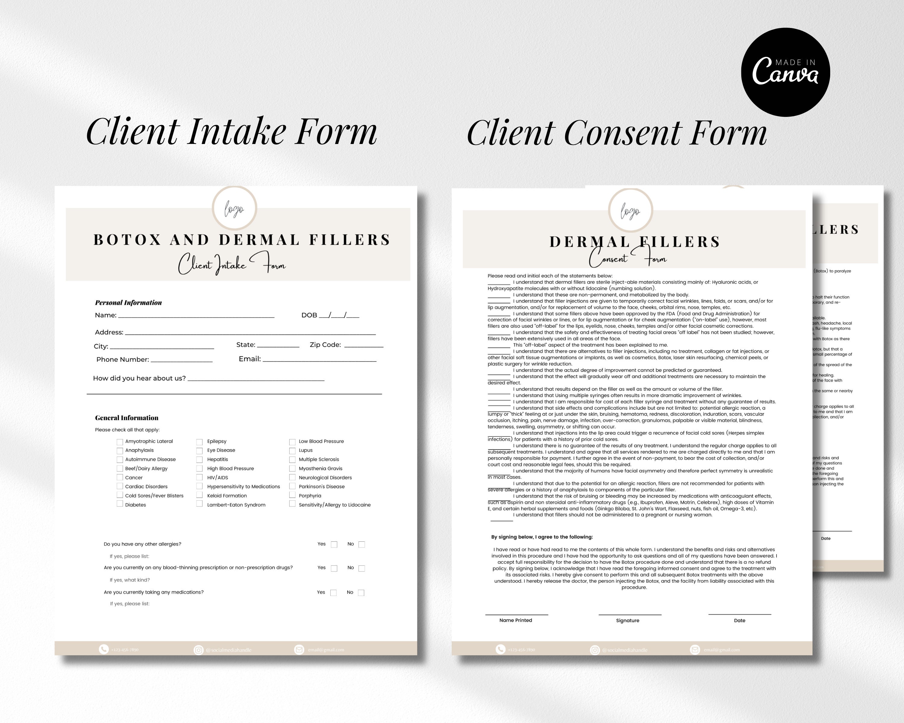 Dermal Filler Consent Forms, Botulinum Toxin Consent Form, Botox ...