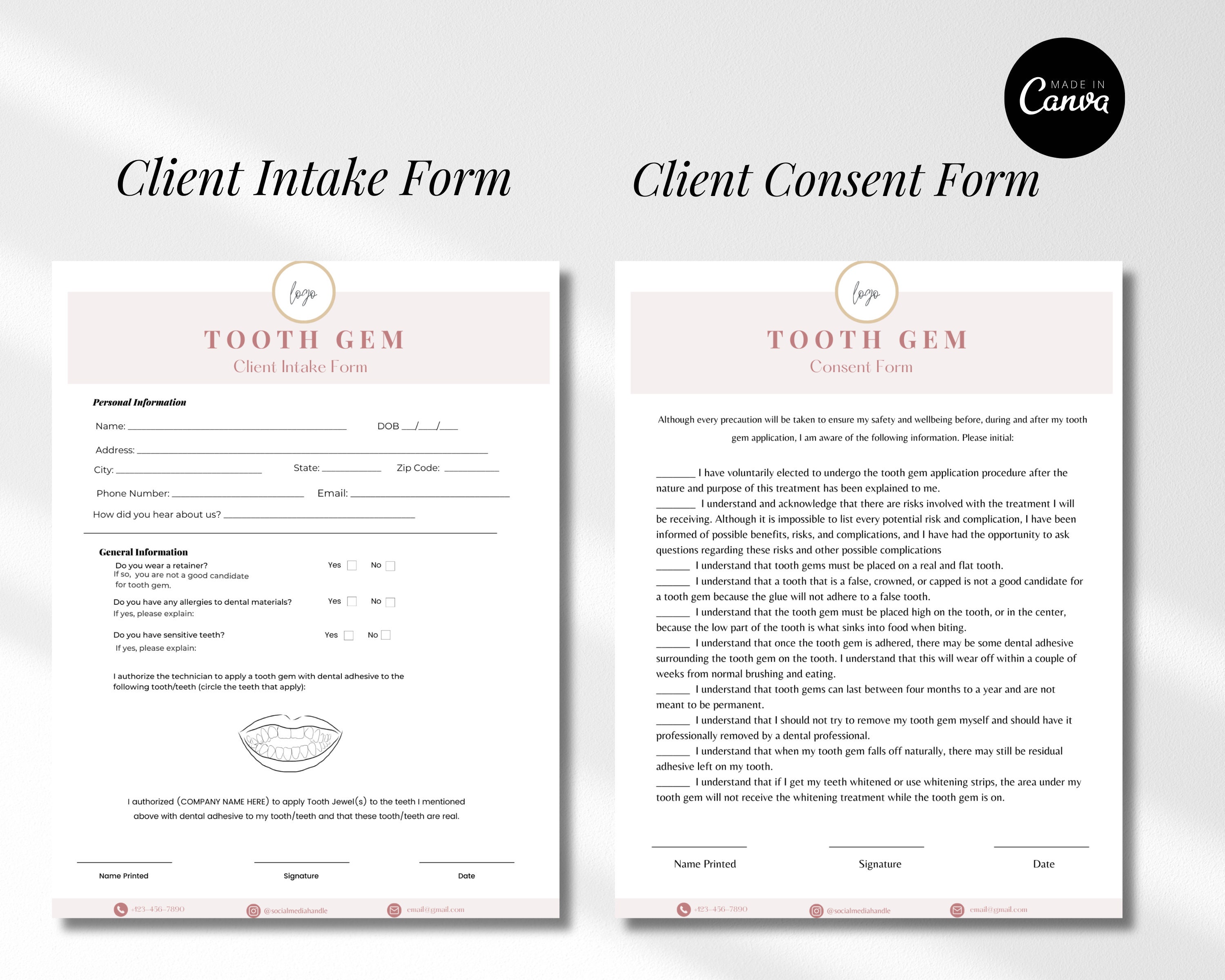 Tooth Gem Forms Editable Tooth Gem Consent Templates, Tooth Gem ...