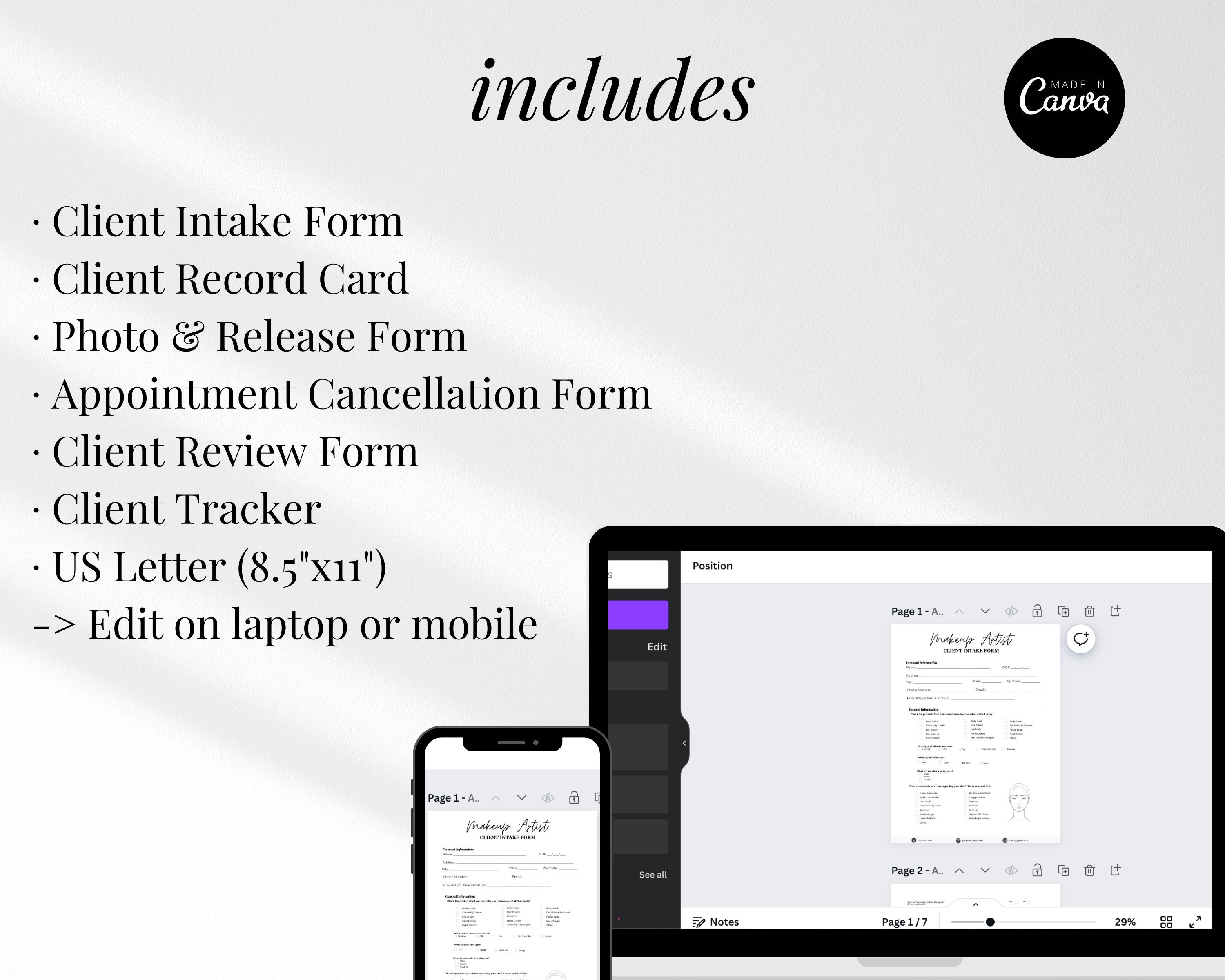 Makeup Artist Contract Editable Template, MUA Agreement, Makeup Service ...